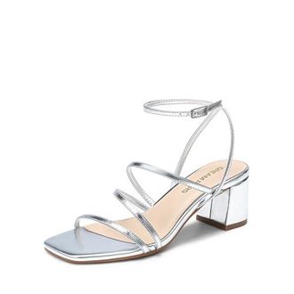 Dream Pairs Sandales &agrave; talons carr&eacute;s pour femme - 5,1 cm - Bout carr&eacute; - Pour f&ecirc;te, mariage, soir&eacute;e, Argent&eacute; m&eacute;tallis&eacute;, 38 EU