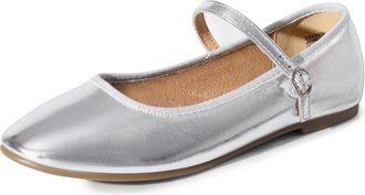 Dream Pairs Schuhe Damen Ballerinas Mary Jane Schuhe Trachtenschuhe runde Zehen Bequeme Elegante f&uuml;r den Alltag,Size 40.5,Silber-Pu,SDFA2441W