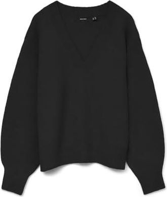Vero Moda Vmboom Ls Pull &agrave; col en V Noos, Noir, M