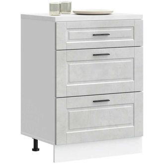 vidaXL Vidaxl - Armoire de cuisine Porto gris b&eacute;ton bois ding&eacute;nierie