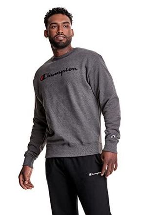 Champion Graphic Powerblend Fleece Crew Maillot de survêtement, Script Bruyère Granite, XL Homme