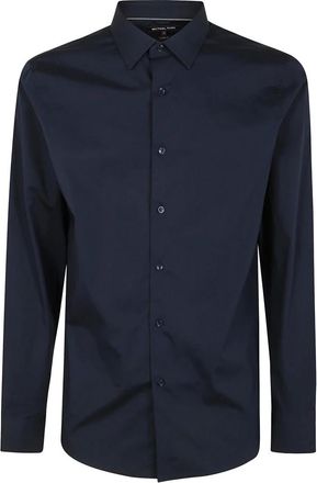 Michael Kors Homme, Chemises, Bleu, Taille: 2XL Chemise classique en coton &agrave; manches longues