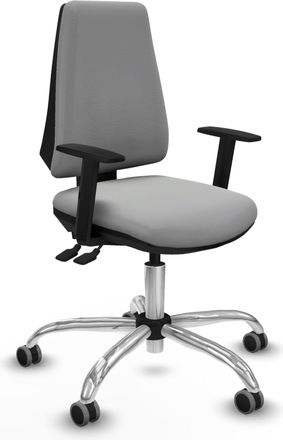 Piqueras y Crespo Elche B&uuml;rostuhl mit 1D-Armlehnen, ausgestattet mit Asincro und Schneideschaum, 65 mm Rollen, Parkett, Hellgrau