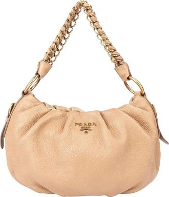 Prada Crossbody Bags - Prada Cervo Lux Leather Chain Handbag - Gr. unisize - in Braun - f&uuml;r Damen