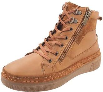 Generico Bottines en cuir avec double fermeture &eacute;clair et lacets, couleur cuir, semelle en caoutchouc antid&eacute;rapante, pour femme, marron, 40 EU
