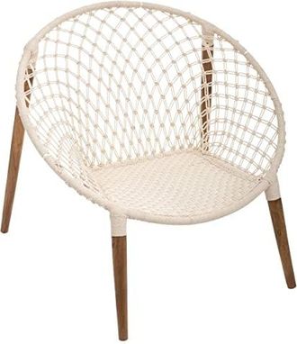 Atmosphera Atmosphera - Fauteuil Raina tressé Blanc - Coton et Teck