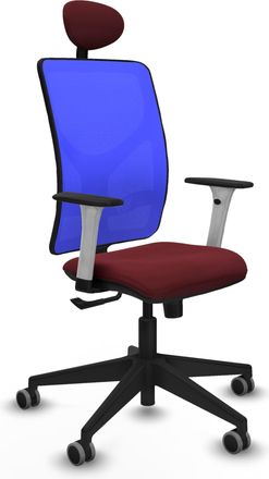 Piqueras y Crespo Schreibtischstuhl mit Rollen aus Gummi, mit wei&szlig;en und schwarzen Armlehnen, h&ouml;henverstellbare Lendenwirbelst&uuml;tze und festes Kopfteil, ausgestattet mit