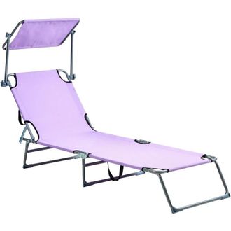 Beliani Beliani - Bain de Soleil Inclinable et Pliant avec Auvent en Polyester et Acier Violet Foligno