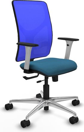 Piqueras y Crespo B&uuml;rostuhl aus Stoff mit wei&szlig;en und schwarzen Armlehnen, h&ouml;henverstellbare Lendenwirbelst&uuml;tze, ausgestattet mit Syncro/Traslack und Schneideschaum, Bla