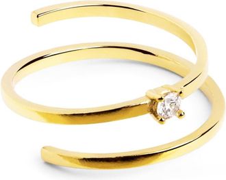 Singularu Spiral Spark Ring. Sterlingsilber mit 18 Kt Vergoldeter Beschichtung und Zirkonia. Schmuck für Damen