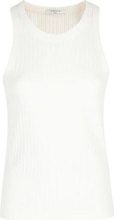 Circolo 1901 Femme, Tops, Blanc, Taille: 38 FR D&eacute;bardeur c&ocirc;tel&eacute; &agrave; col rond