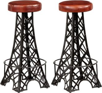 vidaXL Vidaxl - Tabourets de bar lot de 2 cuir v&eacute;ritable