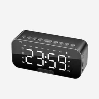 Generic BT Clock Speaker, petit réveil domestique avec radio FM, portable, insertion de carte, connexion, haute musique, horloge numérique grand écran, connex