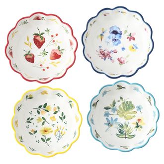 Aboofan 4 St&uuml;ck Keramikschale Mit Wellenspitze Fr&uuml;chte Runde Folienschale S&uuml;&szlig;e Obstschale Bonbongl&auml;ser Tabletts Einzigartige S&uuml;&szlig;igkeitenschale Kuchenformen Fo