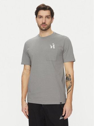 adidas T-Shirt Lounge Slides Graphic Pocket JC5284 Grau Regular Fit