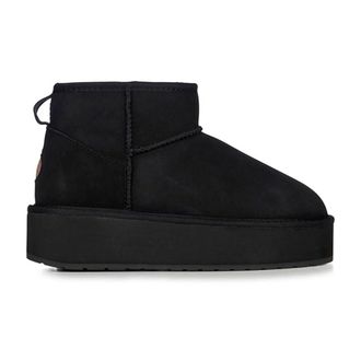 Emu Australia Womens Stinger Micro Flatform Sheepskin Ankle Boot, Black, Size 41