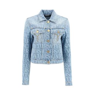 Versace Logo-Print Denimjacke - - Jackets - Damen - Blau - M