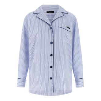 Dolce & Gabbana Femme, Blouses et Chemises, Bleu, Taille: 34 FR Chemise Vanity en tissu ray&eacute;