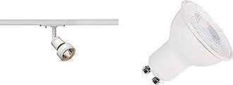 SLV PURI | LED Schienen-Strahler, Dreh- und schwenkbarer 1-Phasen-Strahler, Deckenstrahler, Deckenleuchte, Schienensystem|inkl. effizientem GU10 Leuchtmit