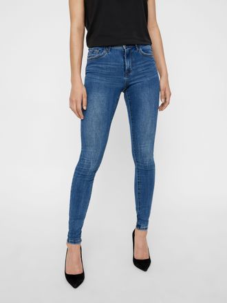 Vero Moda Skinny-fit-Jeans VERO MODA VMTANYA, Damen, Gr. XL, L&auml;nge 30, blau (medium, blau, denim), Denim/Jeans, Obermaterial: 69% Baumwolle, 25% Polyester, 3% E