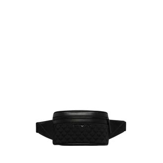 Emporio Armani Nylon Belt Bag mit Jacquard-Adler-Print - - Bags - Herren - Schwarzk - ONE SIZE