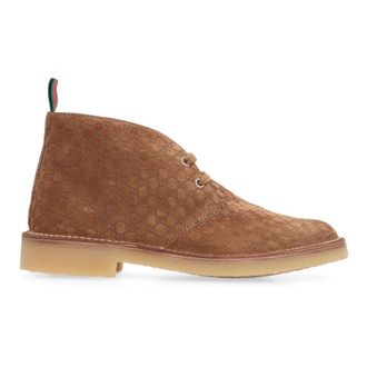 Gucci Wildleder Stiefeletten mit GG Motiv - - Shoes - Herren - Braun - 41 EU
