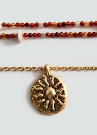 Mango Pack 2 colliers combin&eacute;s or - Femme - Taille unique - MANGO