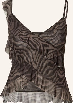 Riani Riani Blusentop Aus Mesh Mit Volants beige