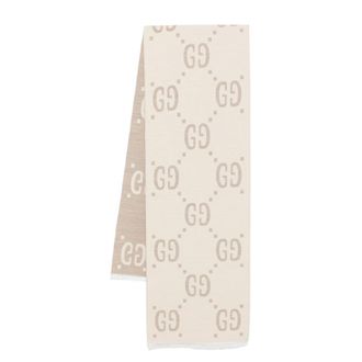 Gucci GG Jacquard Wool Silk Scarf