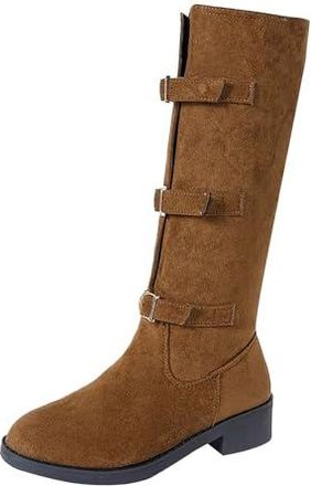 Generic TDEOK Bottes mi-hautes en daim pour femme - Bottes longues - Bottes plates - Bottes western r&eacute;tro &eacute;l&eacute;gantes - Bottes western - Bottes dext&eacute;rieur - Bot