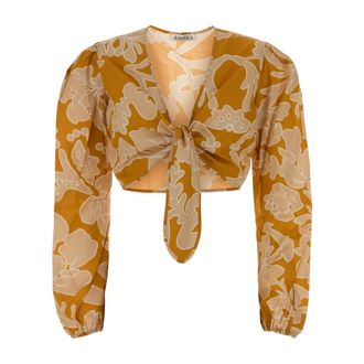 AMOTEA Heart Warmer mit Schleife vorn - - Blouses & Shirts - Damen - Mehrfarbig - L
