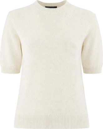 Fabiana Filippi Femme, Tops, Blanc, Taille: 38 FR Pull &agrave; Manches Courtes et Col Rond