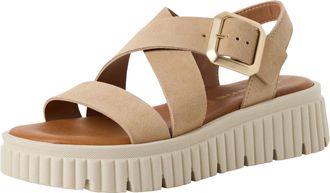 Tamaris Damen Sandalette mit Keilabsatz, beige, 40 EU