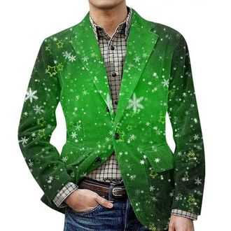Generic Costume Blazer de Noël pour homme avec grande surface à carreaux Blazer à simple boutonnage en coton mélangé avec veste de loisirs classique et bouton