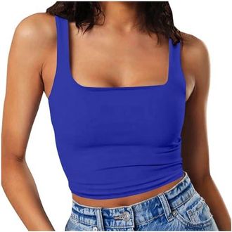Generic Camisole tendance sans manches Y2K pour femmes, chemises d&eacute;contract&eacute;es, courtes, mignons, d&eacute;t&eacute;, printemps, d&eacute;bardeurs courts, col carr&eacute;, tendance, sor