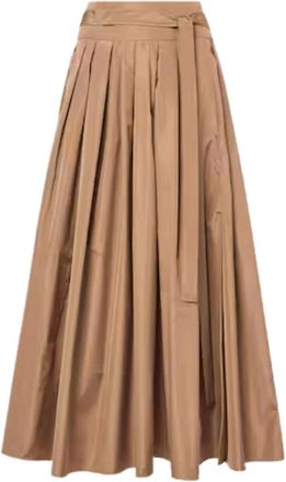 Max Mara Femme, Jupes, Brun, Taille: 36 FR Gea Pleated Taffeta Maxi Skirt