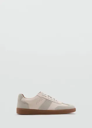 Mango Baskets en cuir combin&eacute; blanc - Homme - 39 - MANGO MAN