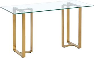 Pascal Morabito Bureau en verre trempé et acier inoxydable - Transparent et doré - NILESA de Pascal Morabito