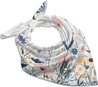 Generic Écharpe carrée en soie légère et colorée avec motif marguerite pour cheveux, foulard respirant, cadeau pour homme et femme, multicolore, 60x60cm