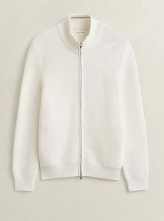 GANT Strickjacke aus Baumwolle mit Struktur und Label-Schriftzug in