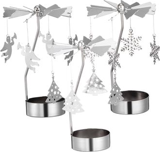 Beaupretty Karussell Teelichthalter Weihnachten Kerzenhalter Rotierend Drehbarer Teelichthalter Kerzen 3 Stück Engeln Schneeflocke Baum Anhänger Weihnachtsdeko Z