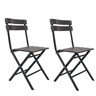 Mobili Rebecca Lot de 2 Chaises de Jardin Pliantes, Plastique, Gris Noir, pour Exterieur Balcon Bar - Dimensions HxLxL : 78 x 37 x 45 cm - Art. RE6705