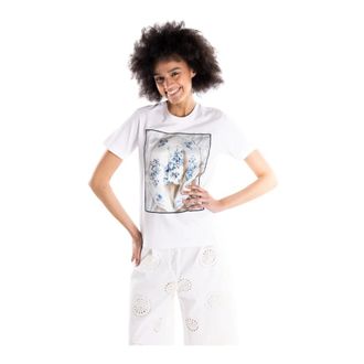 Bastille Femme, Tops, Blanc, Taille: 40 FR T-Shirt &agrave; Manches Courtes et Col Rond