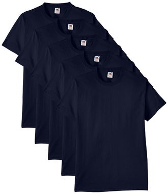 Fruit Of The Loom Herren Regular Fit T-Shirt Heavy Cotton Tee Shirt 5 pack, Blau (Navy), XXXL