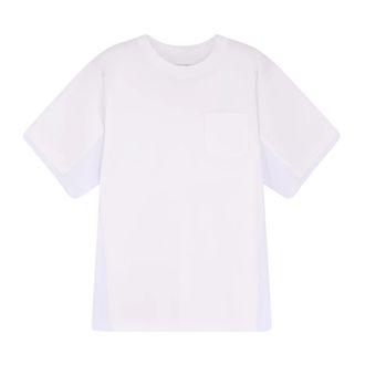 sacai Oversize T-Shirt mit Stehkragen und Stitching - - Tops - Herren - Wei&szlig; - L