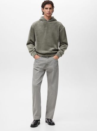 Mango Sweat-shirt capuche velours côtelé vert pastel - Homme - XXL - MANGO MAN