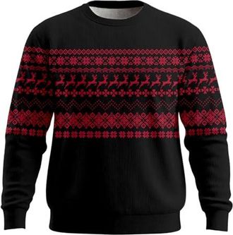 Generic Pull d&eacute;contract&eacute; &agrave; Manches Longues et col Ras du Cou en Maille c&ocirc;tel&eacute;e, Doux et Confortable, id&eacute;al pour Les f&ecirc;tes et au Quotidien. (Black, XXXL) t