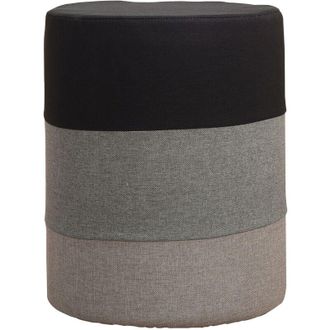 Mobili Rebecca Rebecca Mobili Pouf Assise Pouffe Tissu Rond Gris Blanc Vintage 45x35x35