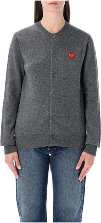 Comme Des Gar&ccedil;ons Femme, Pulls, Gris, Taille: 44 FR Cardigan Col Rond Coeur Cristal