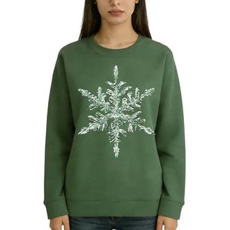 Generic Harajuku Sweat-shirt minimaliste dhiver en polaire &eacute;paisse pour femme Motif flocon de neige, vert militaire, XXL
